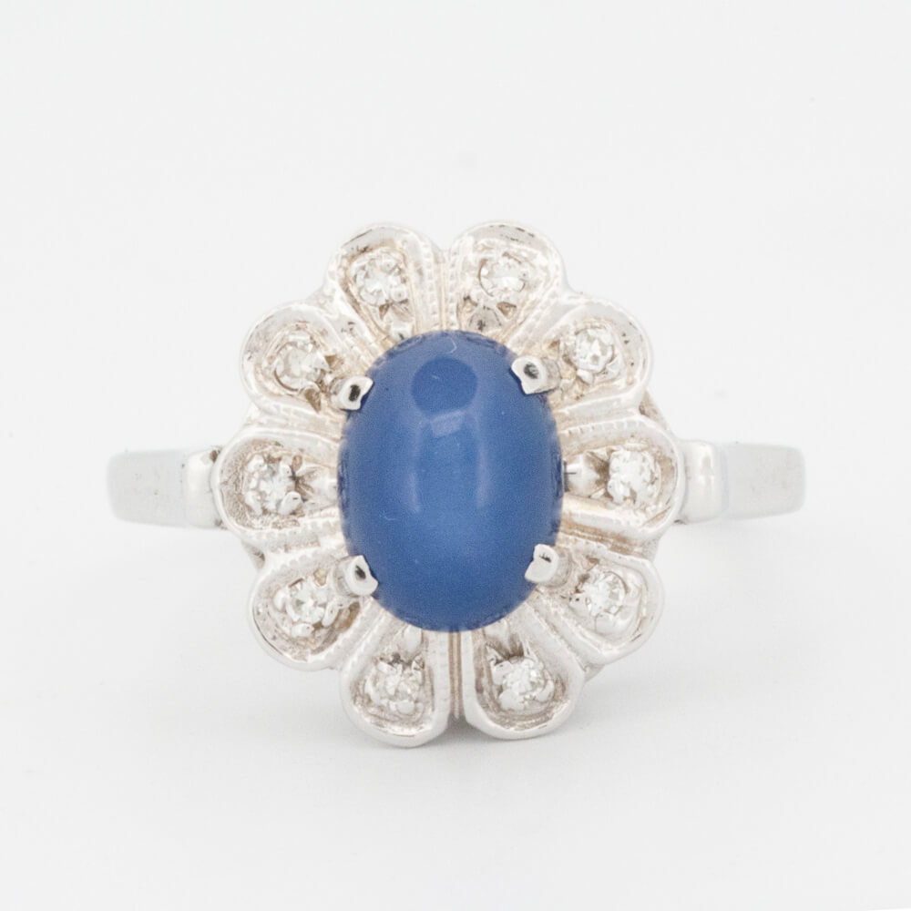 White Gold Star Sapphire Ring - H Williams Jewellery